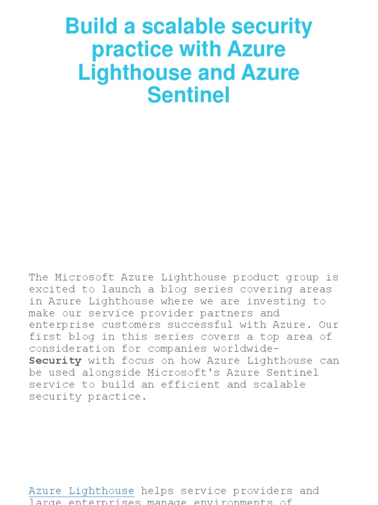 Build A Scalable Security Practice With Azure Lighthouse and Azure Sentinel | Download Free PDF ...