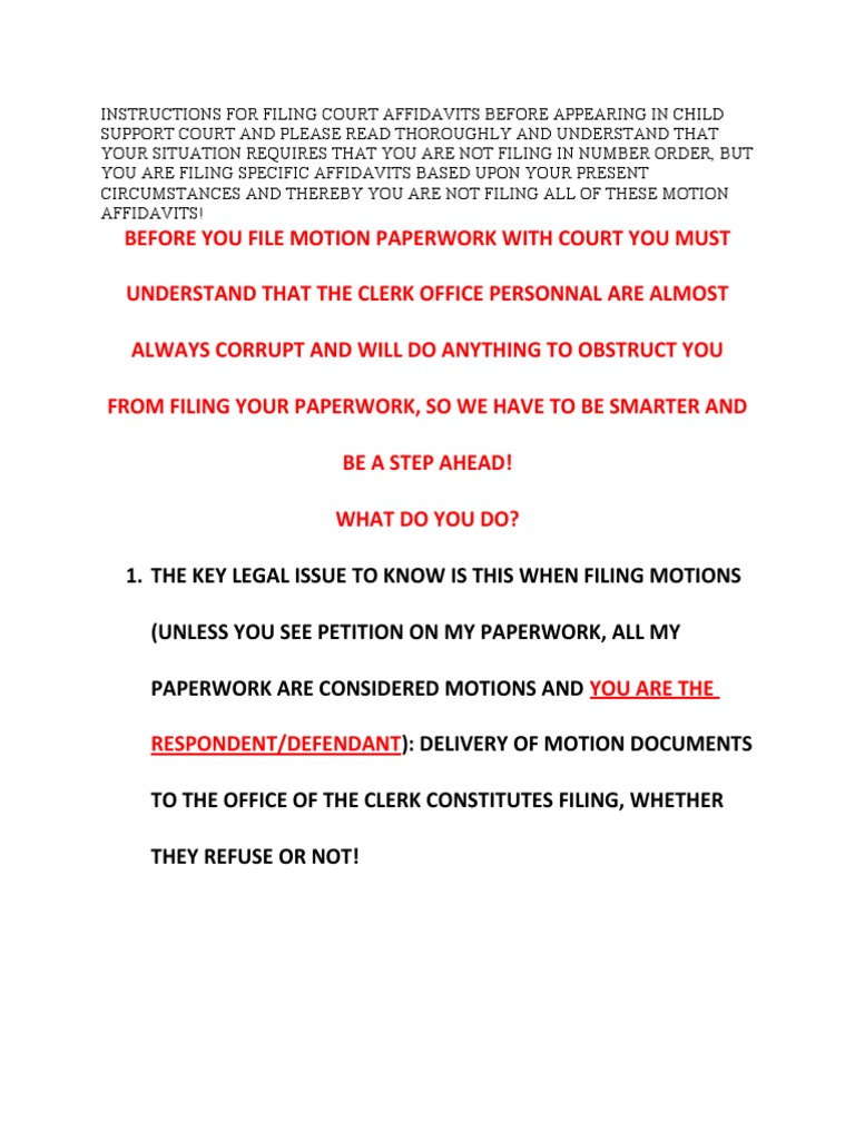 Filing Affidavits for Child Support Court | PDF | Default Judgment ...
