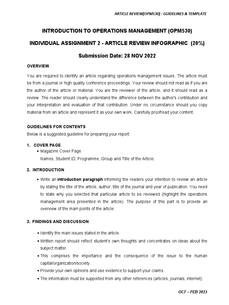 Individual Assignment 2 - Article Review - Opm530 | PDF | Academic Journal | Infographics