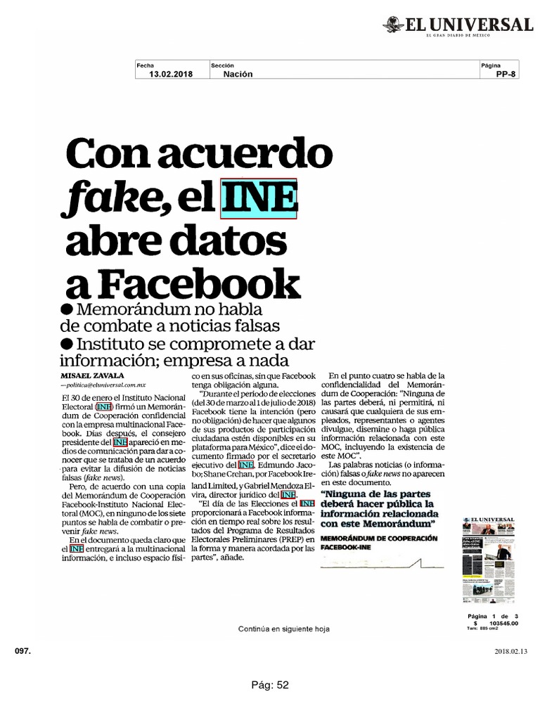Con Acuerdo: Fake Él INE | PDF | Facebook | México