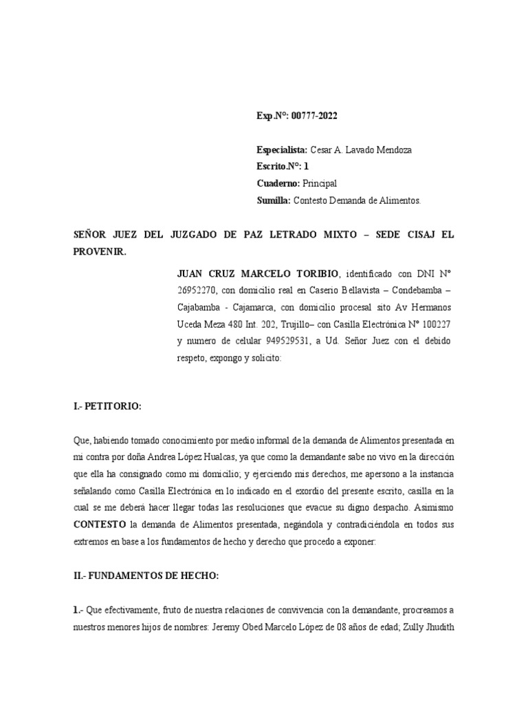 Contestacion Ii | PDF | Ley procesal