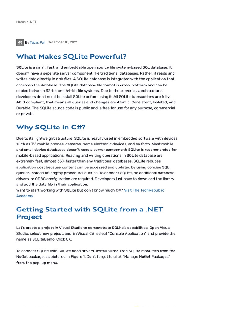 Using Sqlite In A C Application Codeguru Pdf Databases C Sharp Programming Language 
