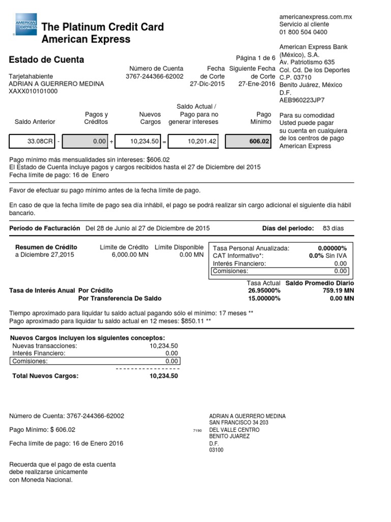 AMEX 3 Statement - Dec 2015 | PDF | Tarjeta de crédito | Moneda