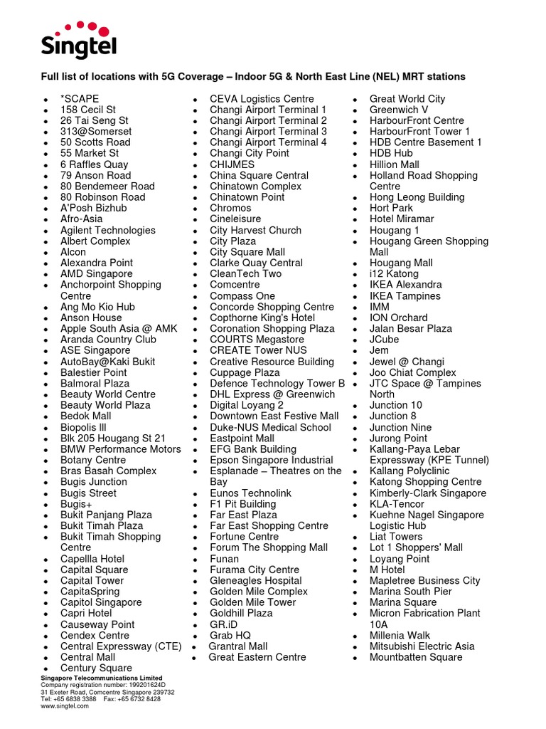 Singtel List 5G Locations 29july | PDF | Buildings And Structures ...