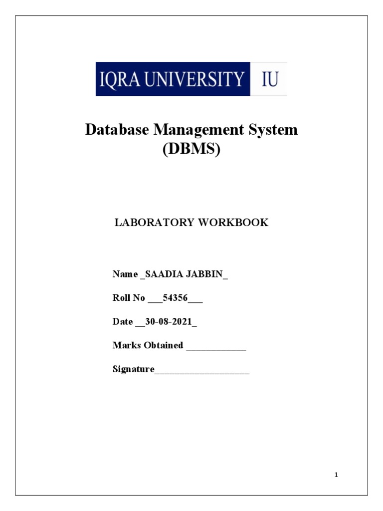 DBMS Lab Workbook for Students | PDF | Relational Model | Relational Database