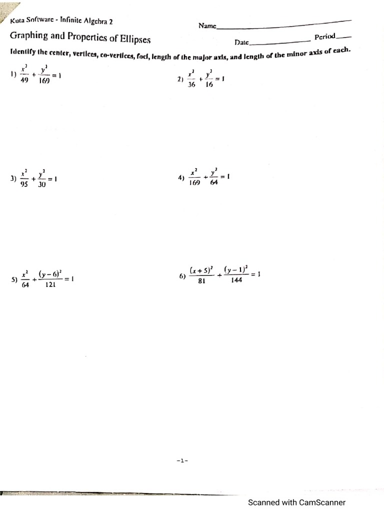 Ellipse Worksheet | PDF