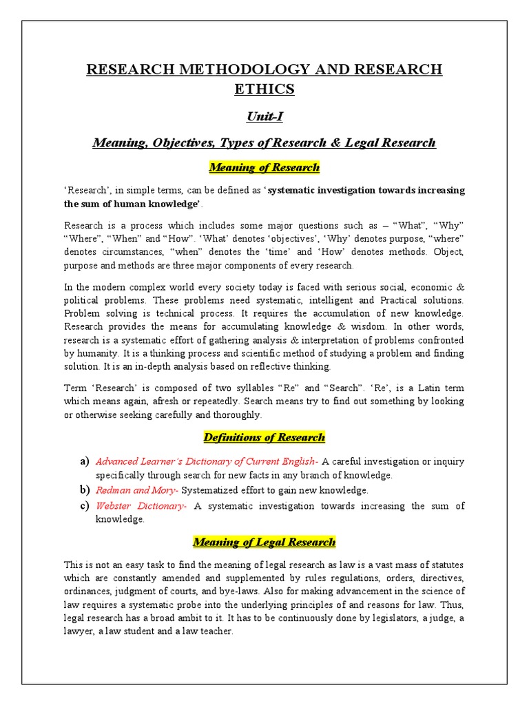 Research Methodology and Ethics Overview | PDF | Hypothesis ...
