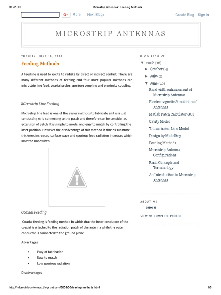 Microstrip Antennas - Feeding Methods | PDF | Antenna (Radio) | Coaxial ...