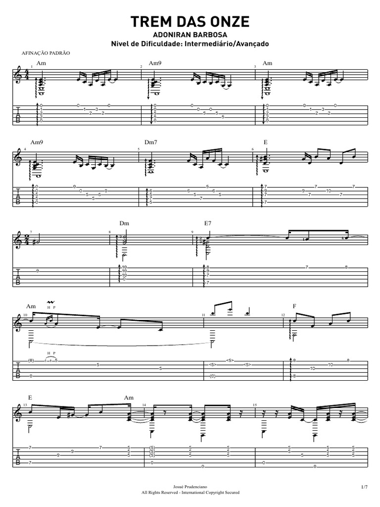 TAB-Trem Das Onze - Adoniran Barbosa Cover Inpiração de Fabio Lima ...