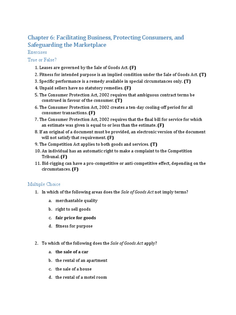 Chapter 6 Questions & Answers | PDF | Consumer Protection | Justice