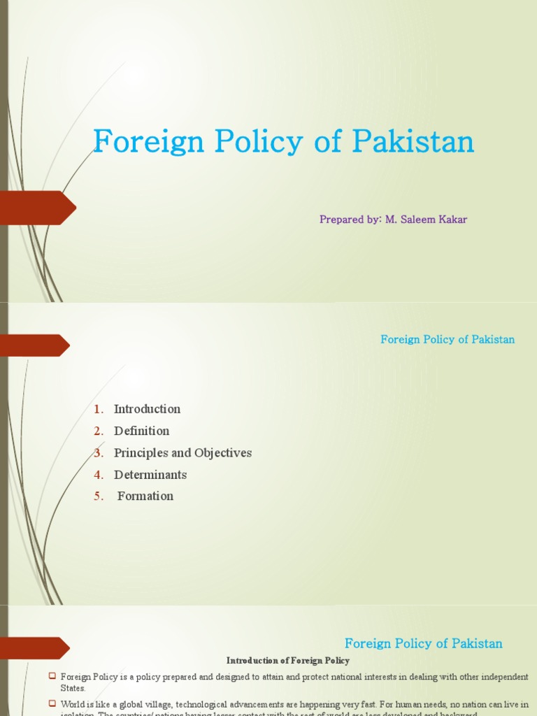 Pakistan's Foreign Policy Overview | PDF | Pakistan | Diplomacy