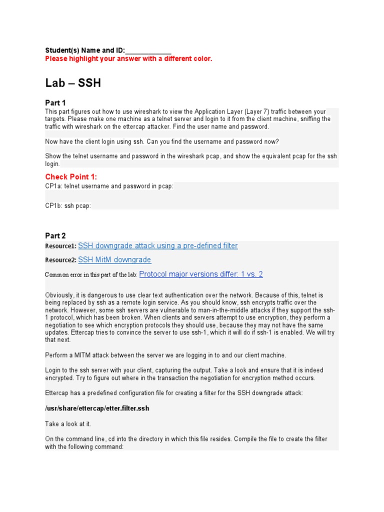 Lab10 SSH | PDF | Computer Networking | Information Age
