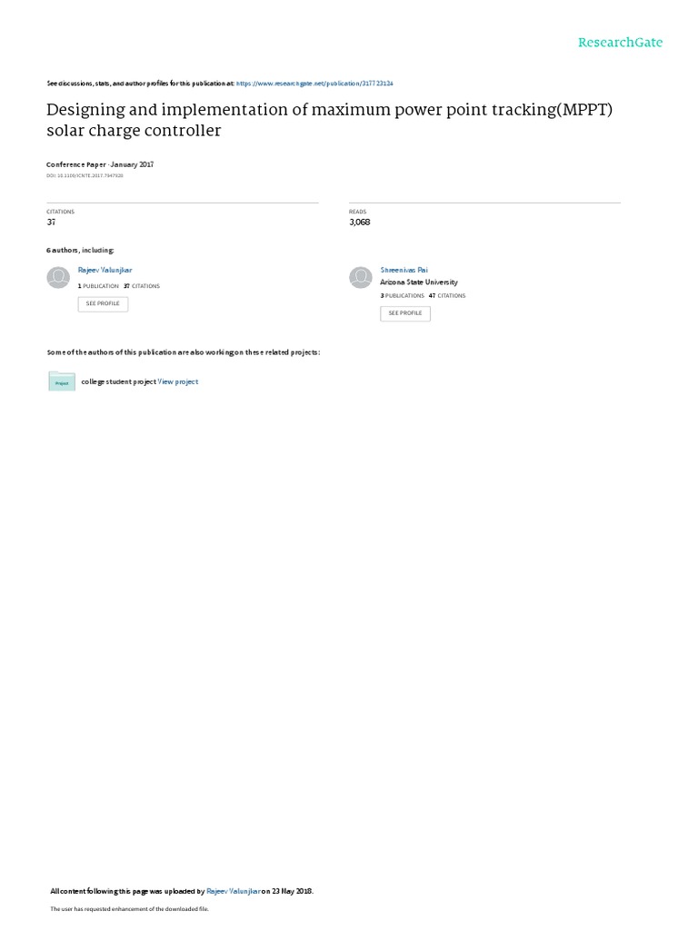 Designing and Implementation of Maximum Power Point Tracking (MPPT) Solar Charge Controller ...
