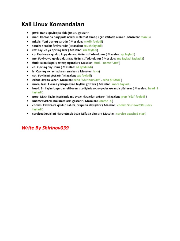 Kali Linux Komandaları | PDF