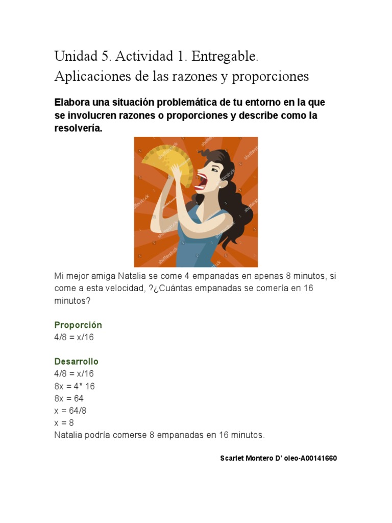 Unidad 5. Actividad 1. Entregable. Aplicaciones de Las Razones y ...
