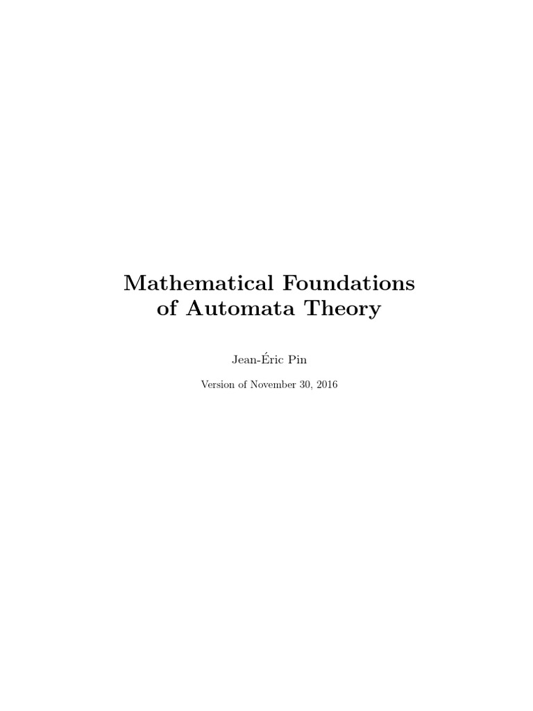 Mathematical Foundations Of Automata Theory Pdf Function Mathematics Abstract Algebra