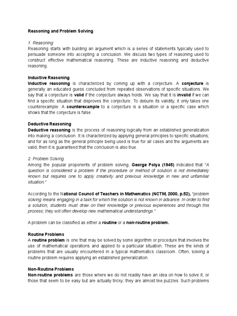 Reasoning and Problem Solving | PDF | Reason | Deductive Reasoning