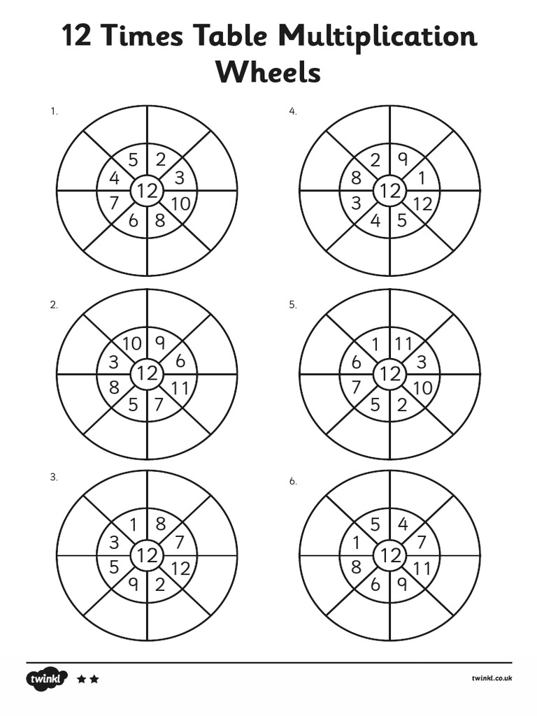 T N 4941 12 Times Table Multiplication Wheels Activity Sheets | PDF
