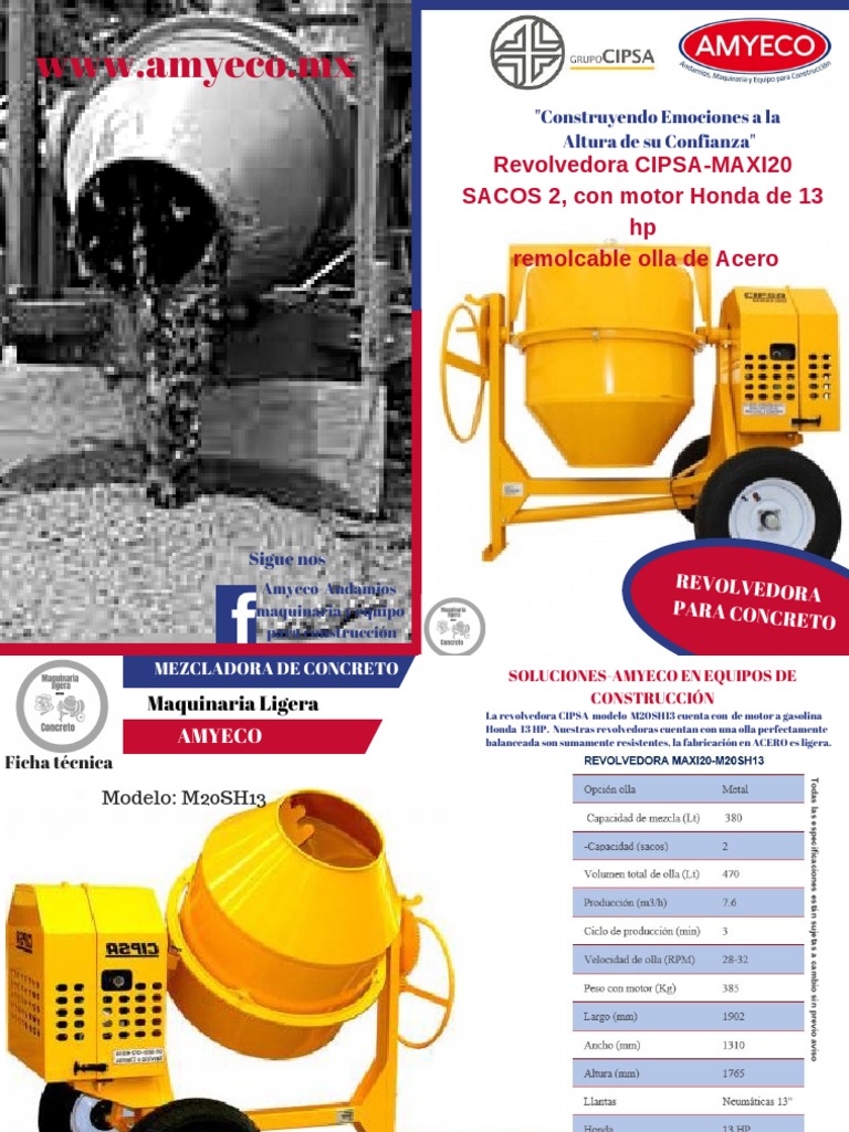Revolvedora CIPSA M20SH13 para Concreto | PDF | Vehículo de motor ...