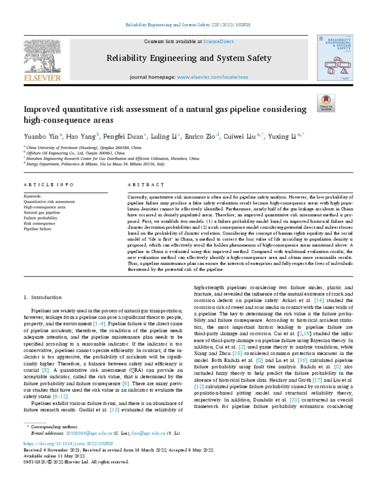 Improved Quantitative Risk Assessment of A Natural Gas Pipeline ...