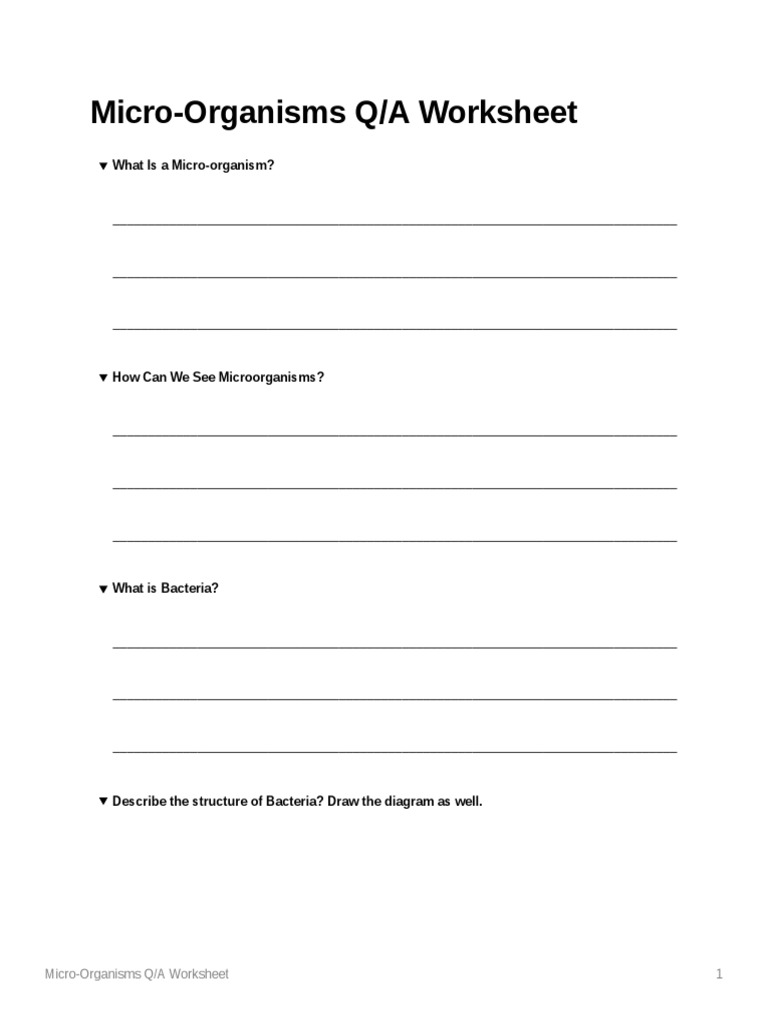Micro-Organisms QA Worksheet | Download Free PDF | Microorganism | Virus