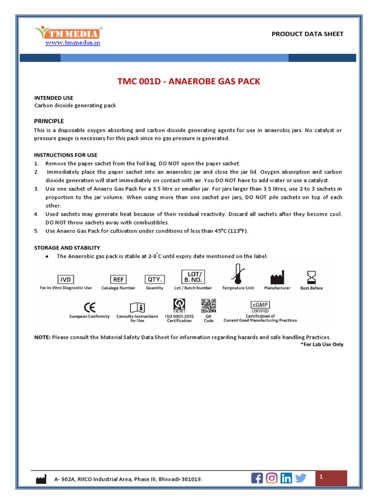 Anaerobic Gas Pack Usage Guide | PDF