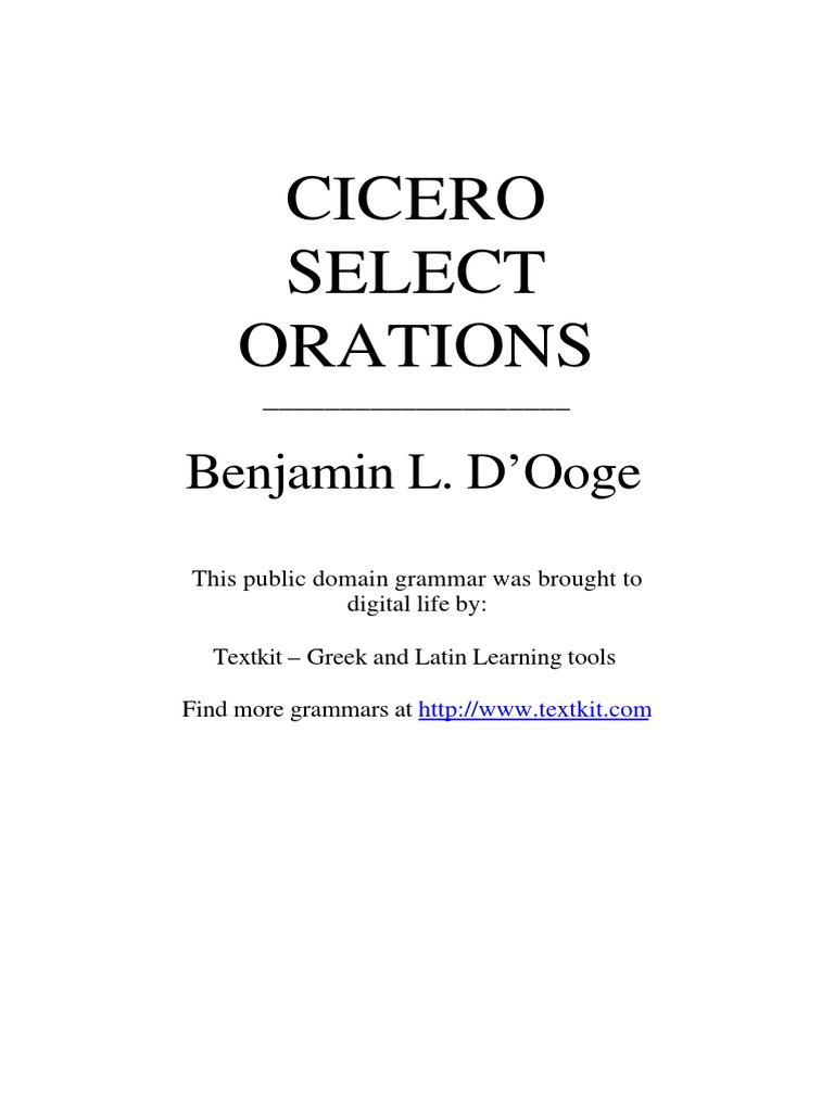 Ebook Ancient Language Latin - Cicero Select Orations | PDF
