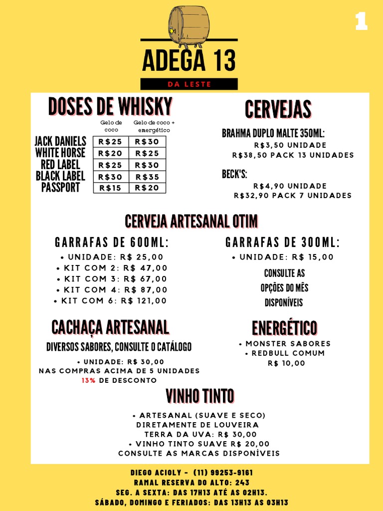 Flyer Adega 13 DA LESTE ?? | PDF | Mostarda (condimento) | Bebidas fermentadas