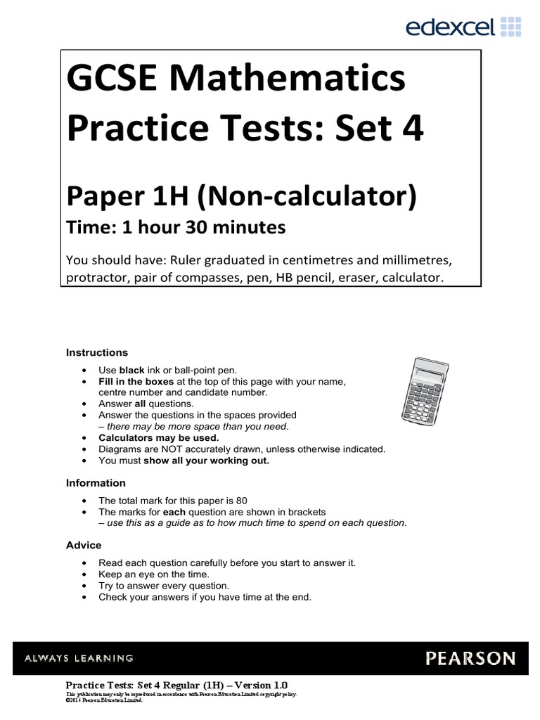 GCSE Set4 1H | Download Free PDF | Speed | Triangle