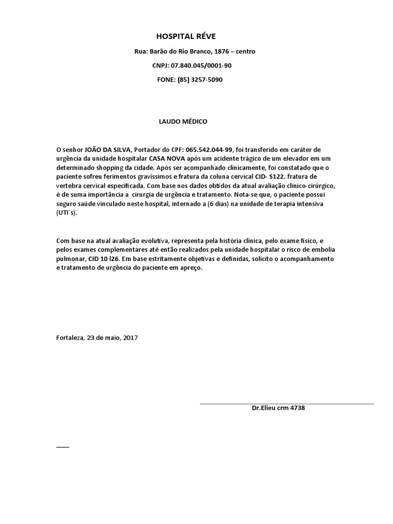 Modelo de Laudo Médico | PDF