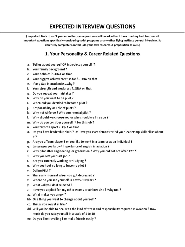 Interview QN by Cadet Pilot | PDF | Aircraft | Aviation
