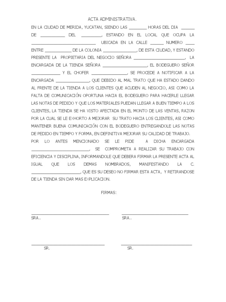 Acta Administrativa | PDF