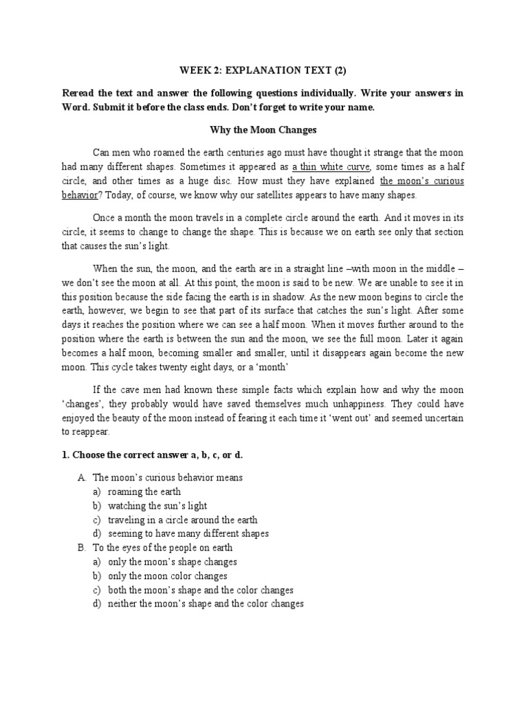 ASSIGNMENT WEEK 2 Reading Adv | PDF | Moon | Earth