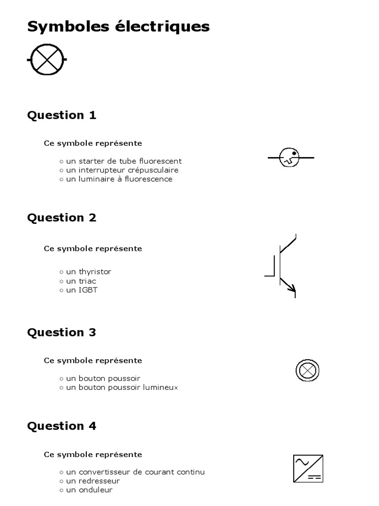Symboles Électriques | PDF | Courant continu haute tension | Interrupteur