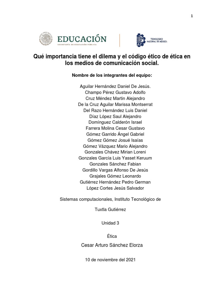 Qu Importancia Tiene El Dilema y El C Digo Tico de Tica en Los Medios de Comunicaci N Social PDF ...
