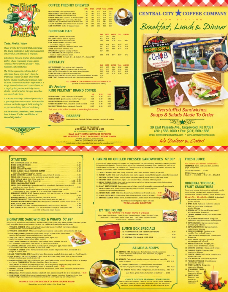 Central City Coffee Company Menu | PDF | Salad | Mustard (Condiment)