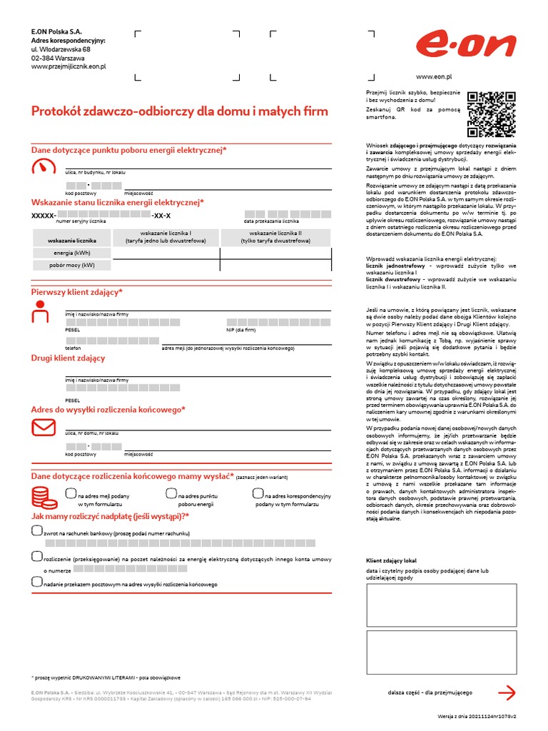 Eon Protokol Zdawczo Odbiorczy | PDF