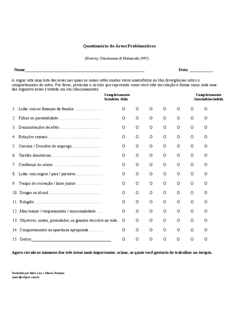 Questionário de Áreas Problemáticas_Heavey, Christensen & Malamuth ...