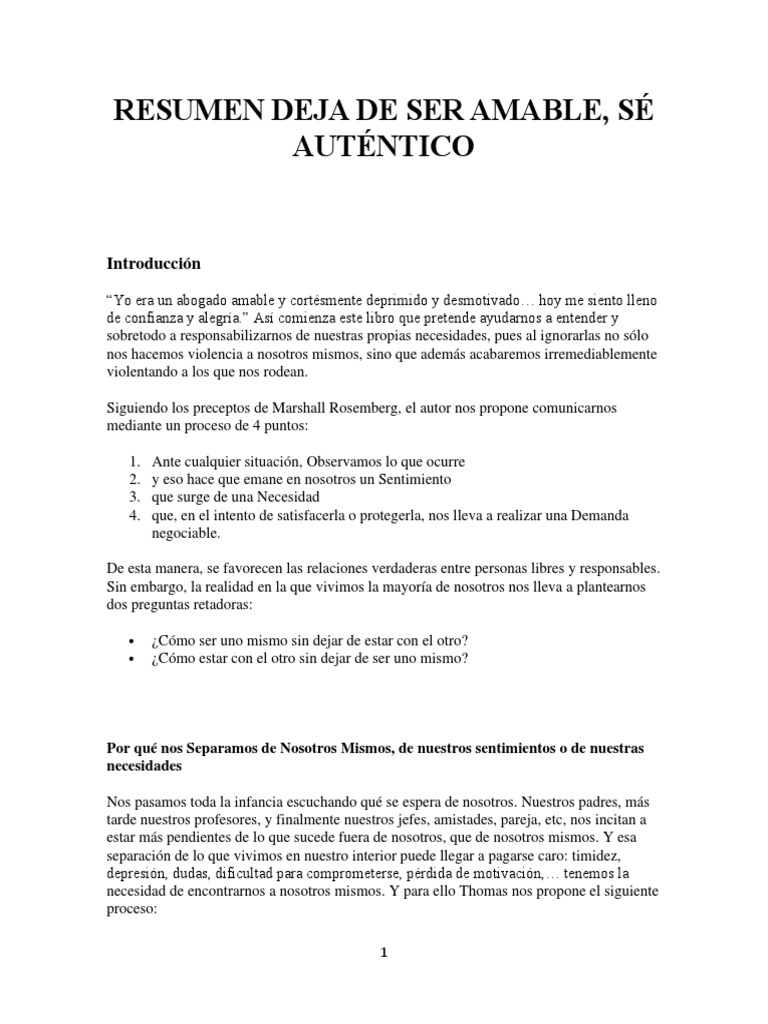 Deja de Ser Amable Se Autentico | PDF | Amor | Pensamiento