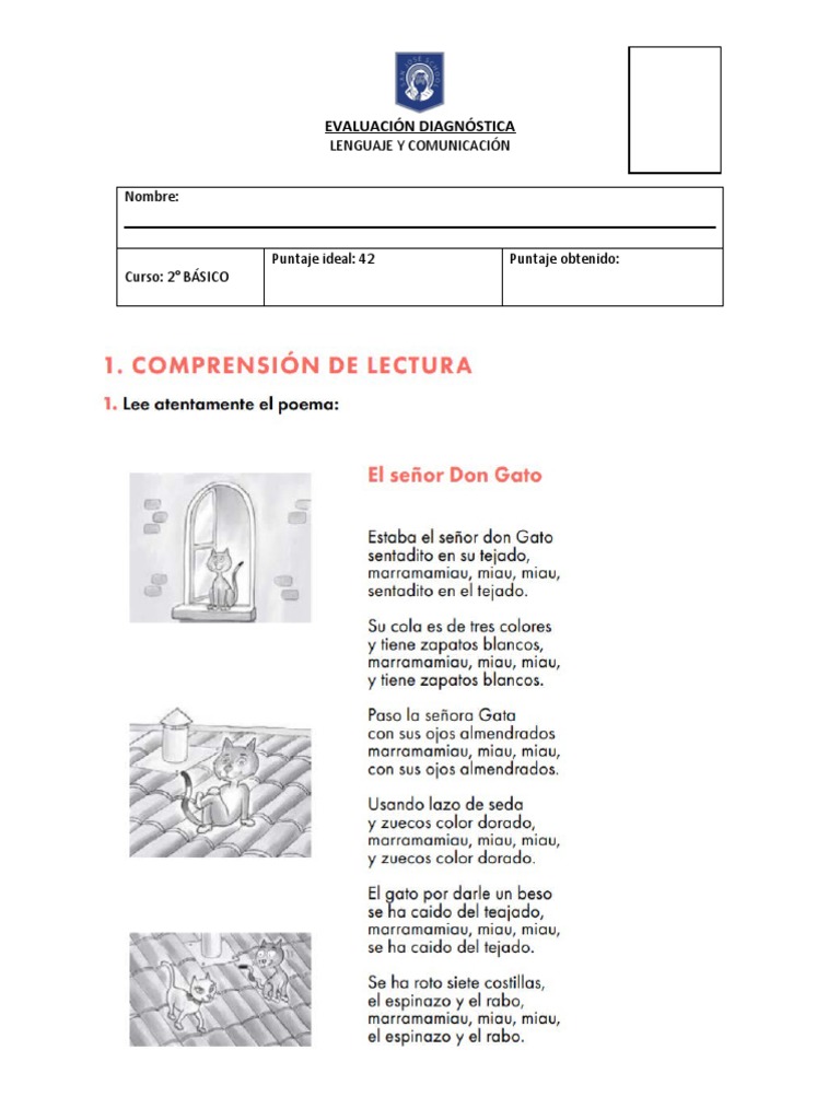 Evaluación Diagnóstica Lenguaje 2 Pdf 1854