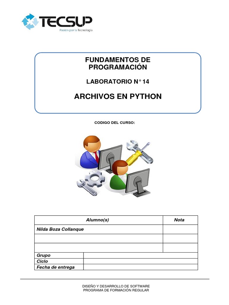 Lab 14 - Archivos en Python | PDF | Archivo de computadora | Python (lenguaje de programación)