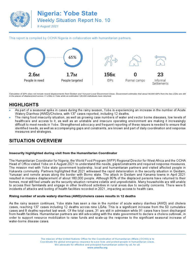 Ocha Nga Yobestate Weekly Sitrep 09082021 | PDF | Wash | Internally ...