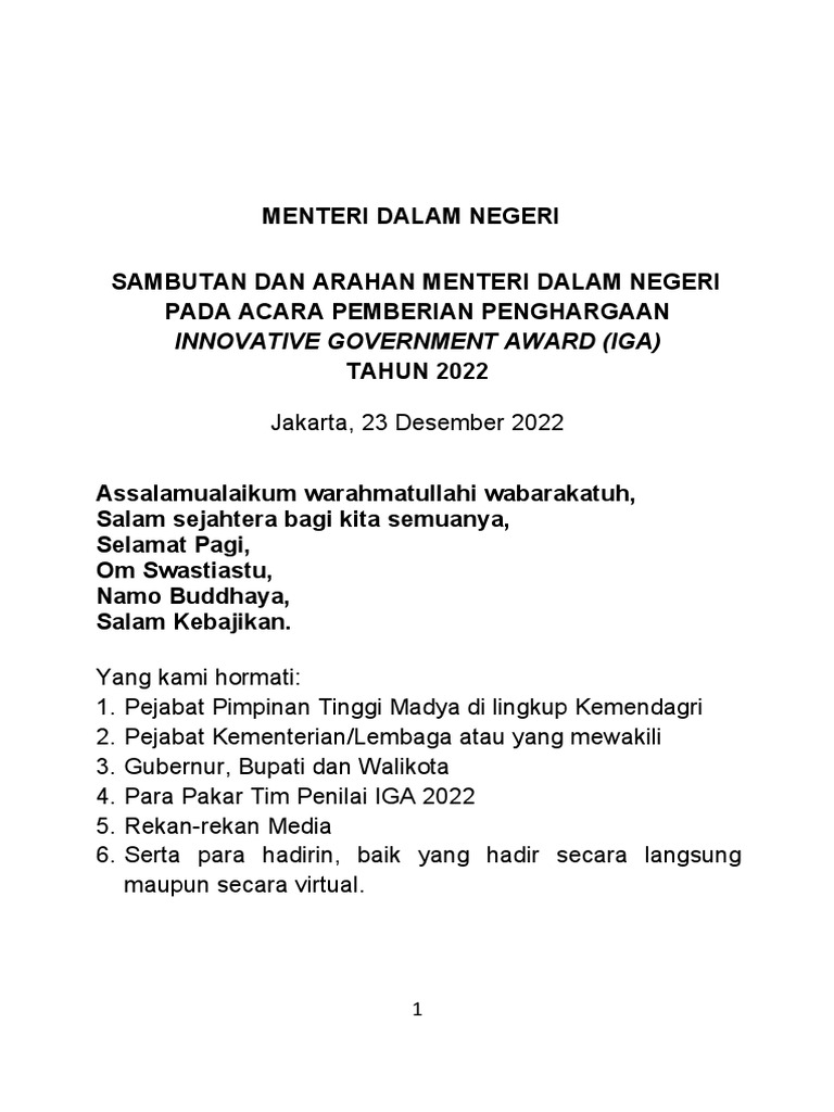 Sambutan MDN IGA 2022 Rev3 | PDF