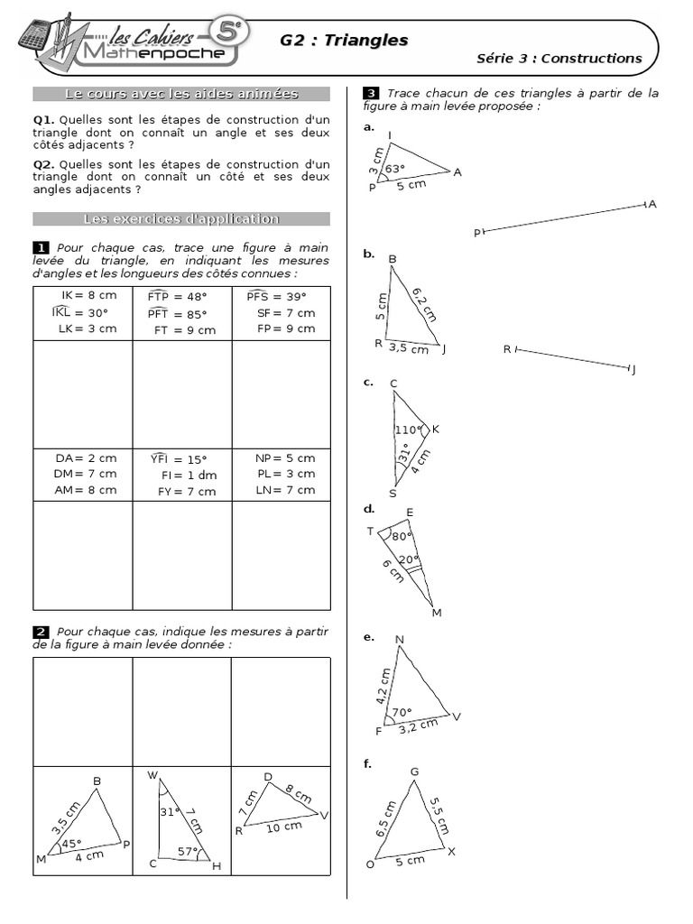 Le Triangle Exercices FR Constructions | PDF | Triangle | Géométrie euclidienne