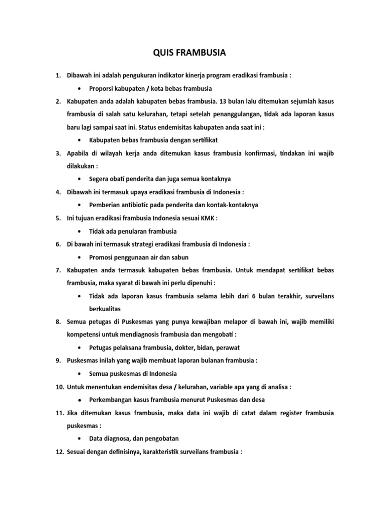 Quis Frambusia | PDF | Ilmu Sosial