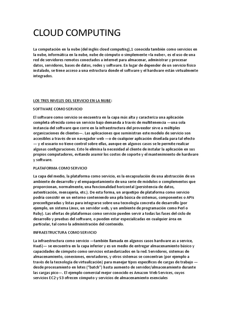Cloud Computing Pdf Computación En La Nube Informática