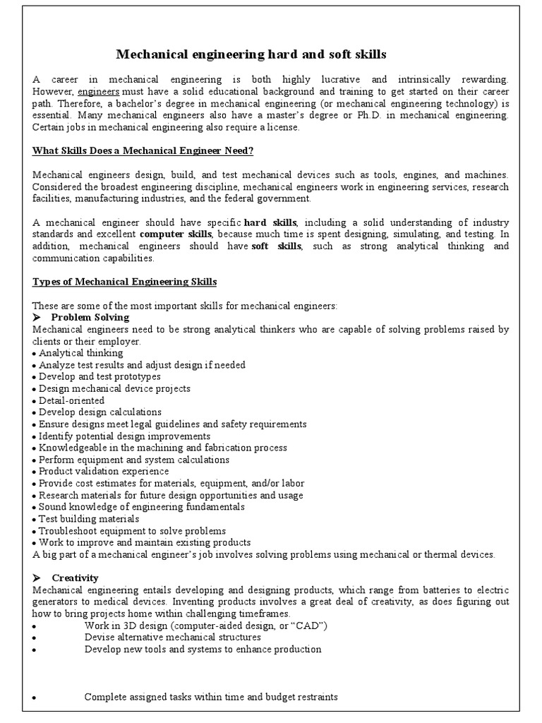 Mechanical Enginering Soft and Hard Skills Course F | PDF | Mechanical ...