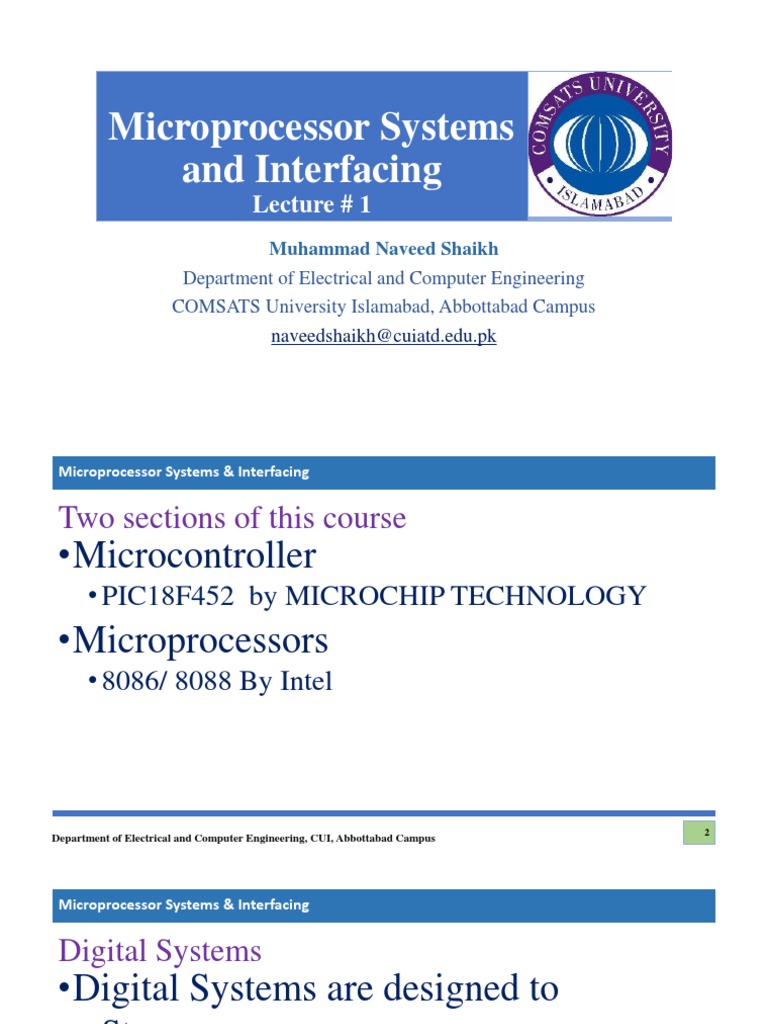 Slides Lec1 | PDF | Microcontroller | Microprocessor