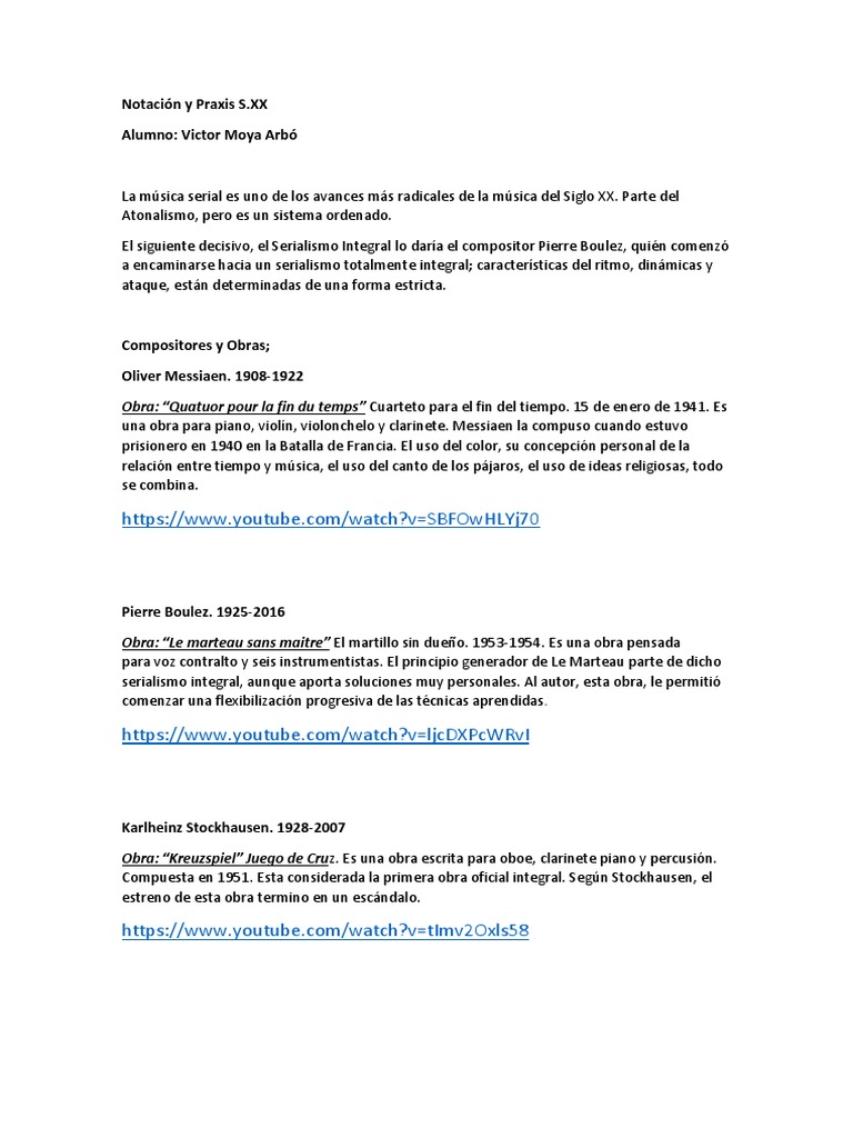 Obras Serialismo Integral | PDF | Las artes escénicas | Música clásica