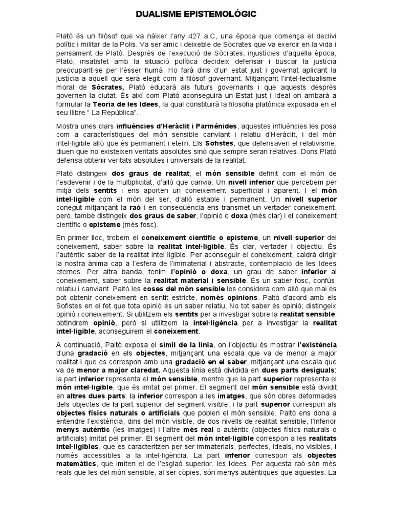 Dualisme Epistemològic | PDF